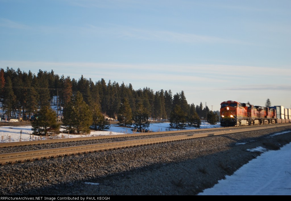 BNSF 7234 a brand new ES44DC rolls west on her first revenue run with a hot Z-train out of ...